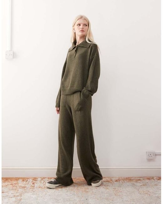 Collusion Knitted Oversized Button Up Jumper Co-Ord in Green | Lyst UK