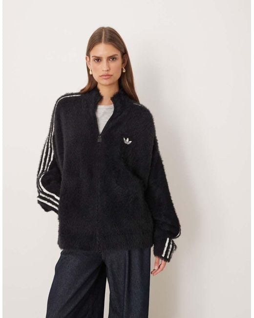 adidas Originals Classic Fuzzy Track Top in Black for Men | Lyst UK