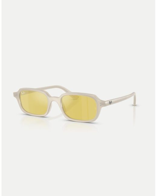 Ray-Ban Zuri Rectangle Sunglasses With Mirrored Lens in Yellow | Lyst UK