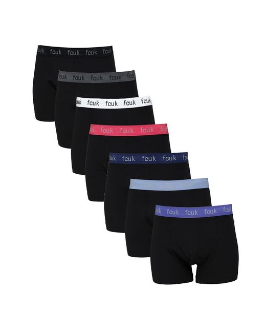 French Connection Pack Of 7 Fcuk Cotton Stretch Boxers in Black for Men ...
