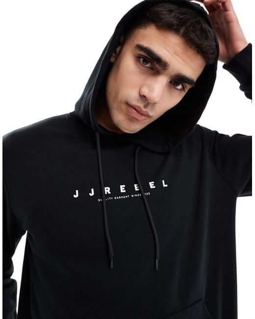 JJ Rebel Oversized Hoodie With Chest Logo in Black for Men | Lyst