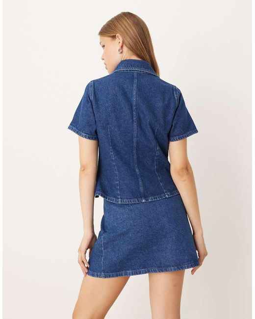 ASOS Denim Mini Skirt Co-ord in Blue | Lyst UK