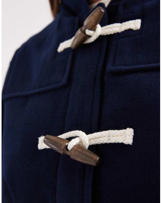 Brave Soul Faux Wool Short Duffle Coat With Hood in Blue | Lyst UK