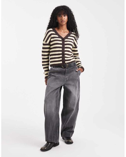 Wednesday's Girl Striped Micro Cardigan in White | Lyst UK