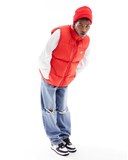 Nike Club Puffer Vest in Red for Men | Lyst