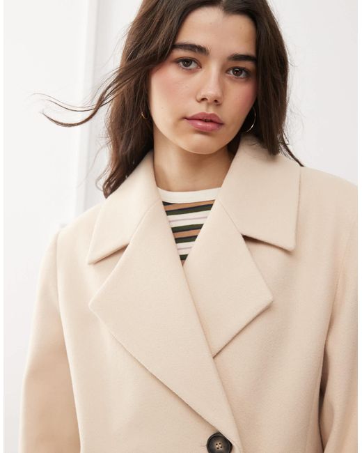 Miss Selfridge Brushed Oversized Maxi Coat in Natural | Lyst