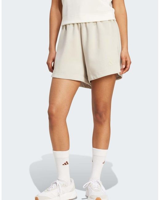 adidas Originals Soft Lux Loose Shorts in Natural | Lyst UK