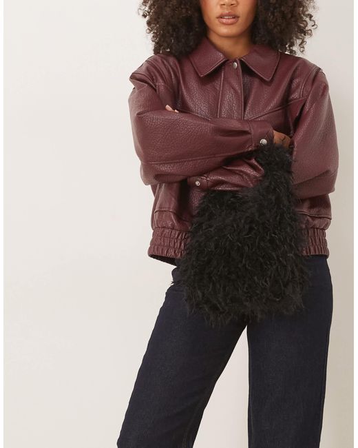 ASOS Curly Faux Fur Mini Tote Bag in Brown | Lyst