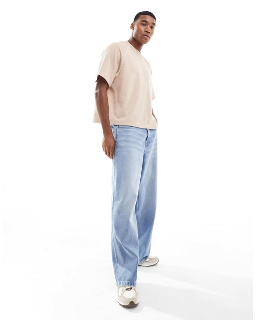 ASOS Relaxed Boxy Polo Shirt With Lace Panels in Natural for Men | Lyst UK