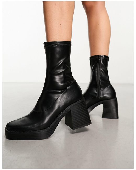 Raid Rubina Mid Heel Platform Boots in Black | Lyst
