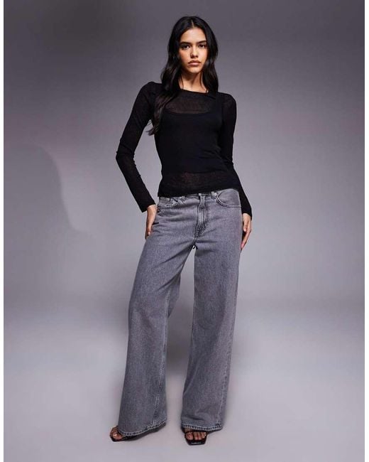 ASOS Gauzy Sheer Double Layer Top in Blue | Lyst UK