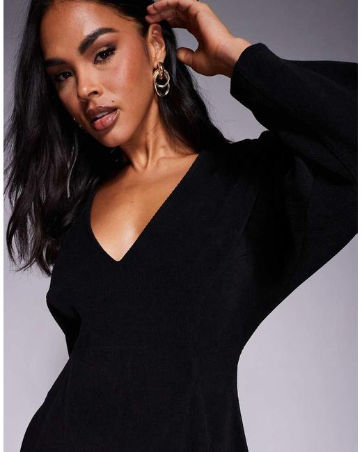 ASOS Cocoon Sleeve Cord Mini Dress in Black | Lyst UK
