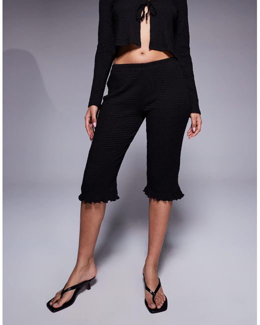 ASOS Co-ord Texture Capri Pants With Ruffle Edge in Blue | Lyst