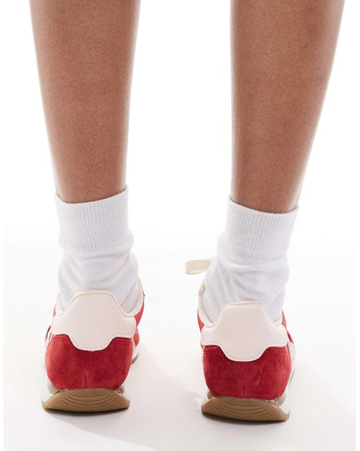 Stradivarius Leather Trainer in Red | Lyst