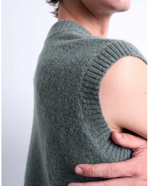 TOPMAN Oversized Fit Knitted V-Neck Tank in Grey for Men | Lyst UK