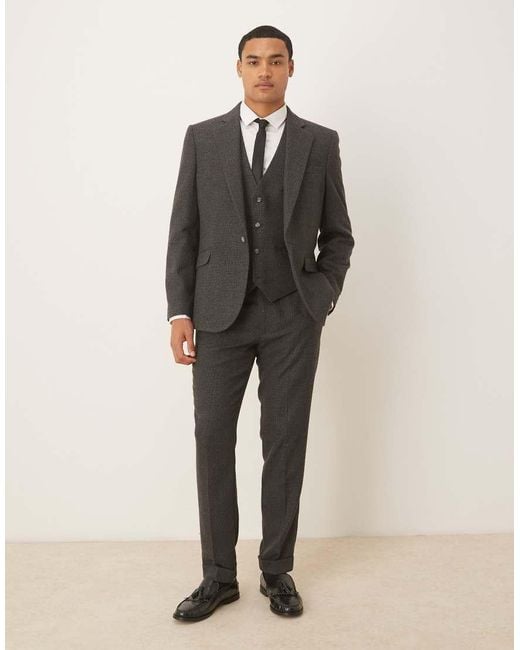 ASOS Slim Suit Pants With Micro Texture in Grey for Men | Lyst UK