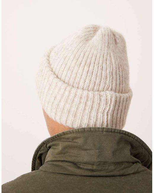 ASOS Knitted Beanie in Natural for Men | Lyst UK