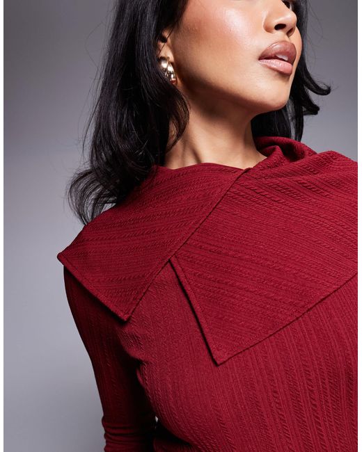 ASOS Cable Cross Over Neck Mini Dress in Red | Lyst