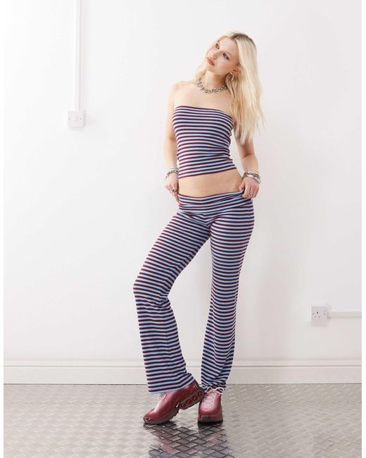 Collusion Low Rise Relaxed Stripe Trouser Co-ord in White | Lyst