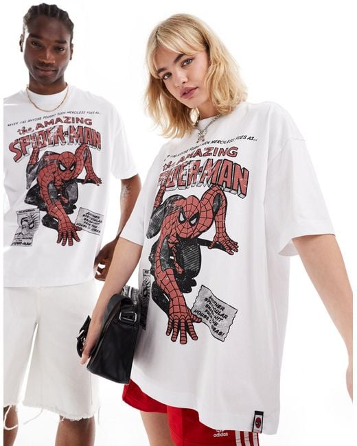 ASOS Marvel Unisex Oversized T-shirt With Spiderman Front Print in White | Lyst UK