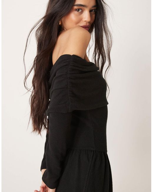 ASOS Bardot Dropped Waist Super Soft Mini Dress in Black | Lyst