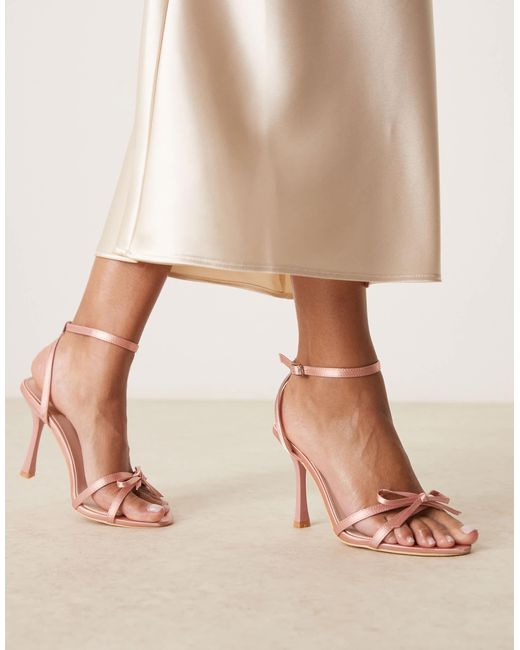 Be Mine Wide Fit Sharly Heeled Sandals With Bow Detail in Natural | Lyst