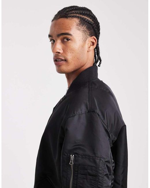 ASOS Oversized Bomber Jacket in Black for Men | Lyst UK
