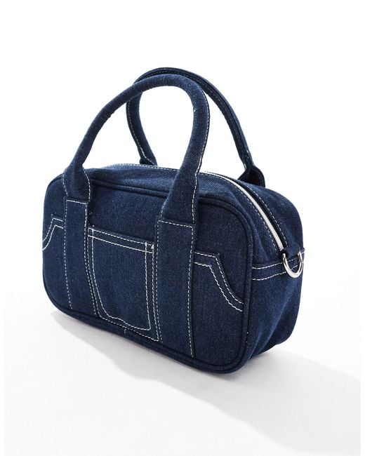 ASOS Bowler Cross Body Bag With Contrast Stitch in Blue for Men | Lyst