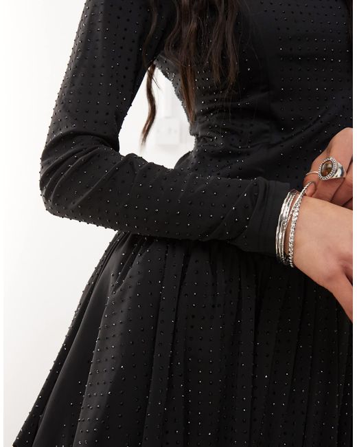 Amy Lynn Allover Hotfix Sequin Puffball Mini Dress in Black | Lyst