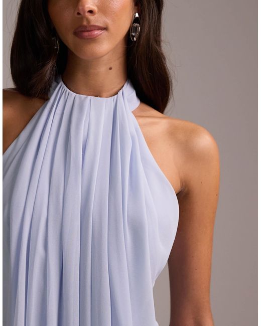 ASOS Bridesmaids Grecian Draped Halter Maxi Dress in Blue | Lyst