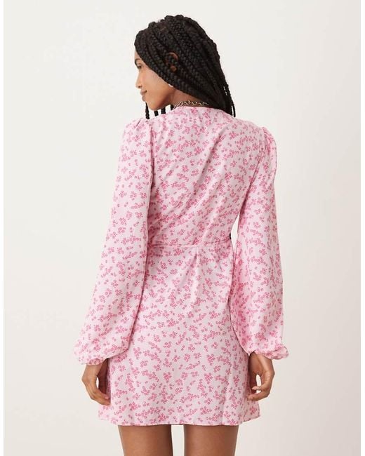 Collective The Label Wrap Mini Dress in Pink | Lyst UK