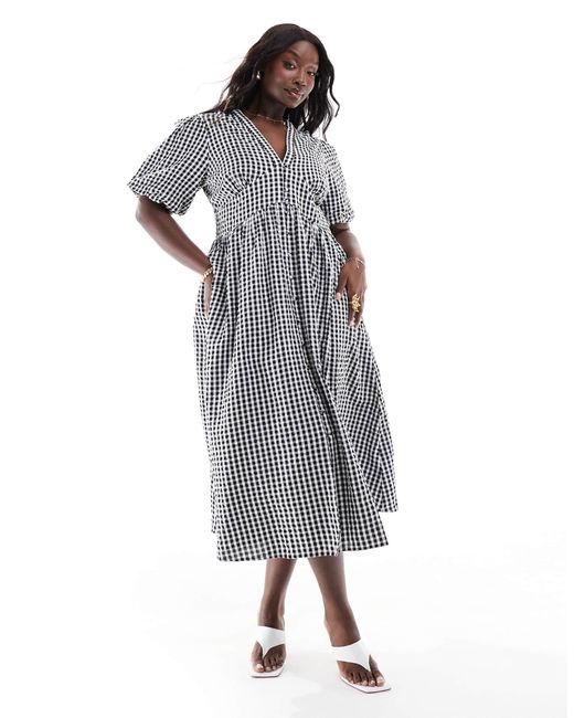 Nobody's Child Starlight Puff Sleeve Midi Dress in Gray | Lyst