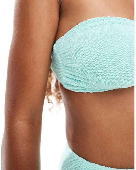 ASOS Charlene Textured Mykonos Bikini Top in Green | Lyst