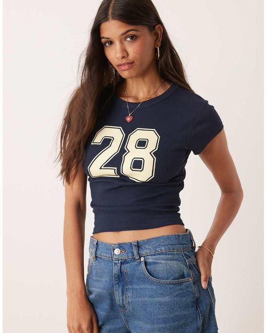 ASOS Baby Tee With Varsity Number Graphic in Blue | Lyst UK