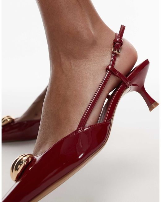 Mango Pointed Heel With Gold Detailing in Red | Lyst