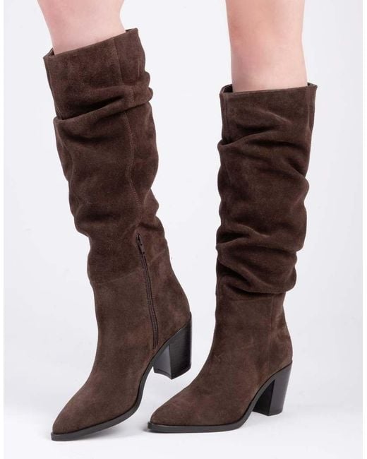 OFF THE HOOK Muswell Suede Leather Slouchy Knee-High Block Heel Boots ...
