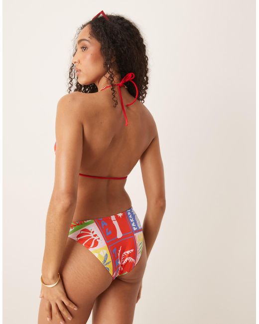 ASOS Trinny Triangle Bikini Top With Tie Front in Orange | Lyst