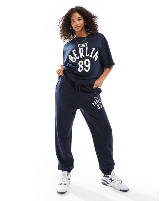 ASOS Regular Fit T-shirt Co-ord With Applique Berlin Graphic in Blue | Lyst
