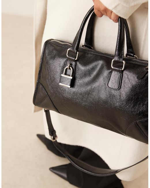 Mango Lock Charm City Bag in Natural | Lyst
