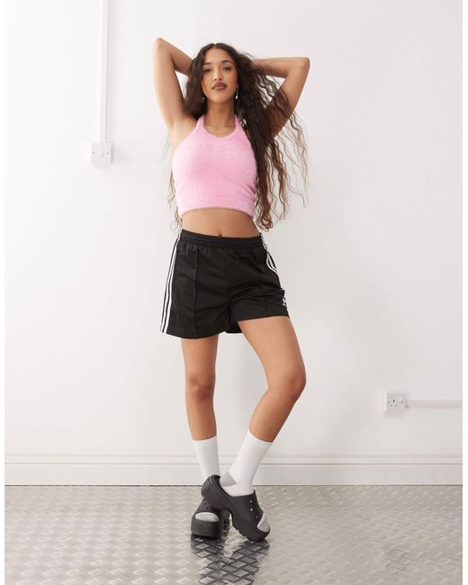 Collusion Knitted Fluffy Tie Front Halter Top in Pink | Lyst