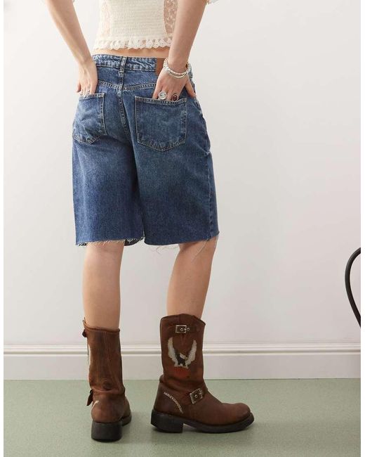 Reclaimed (vintage) Low Rise baggy Denim Jorts in Blue | Lyst UK