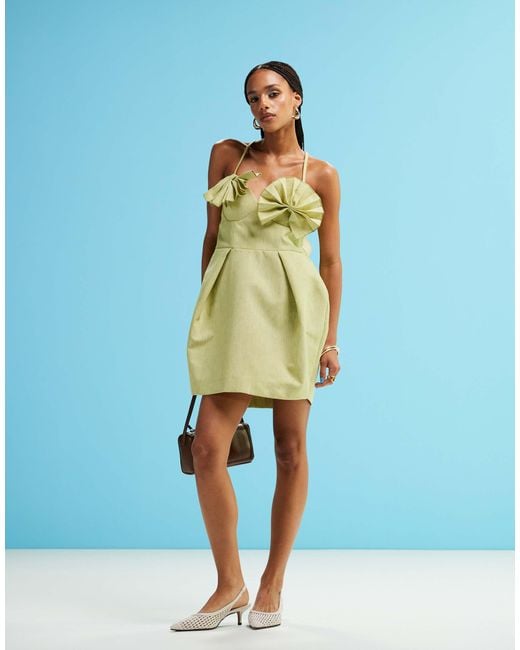 ASOS Structured Fan Bust Mini Dress in Blue | Lyst