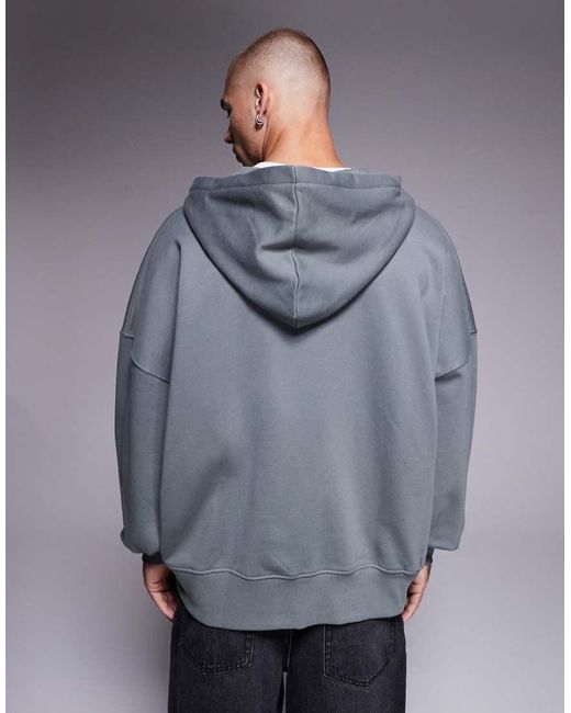 ASOS Premium Heavyweight Extreme Oversized Zip Up Hoodie in Grey for ...