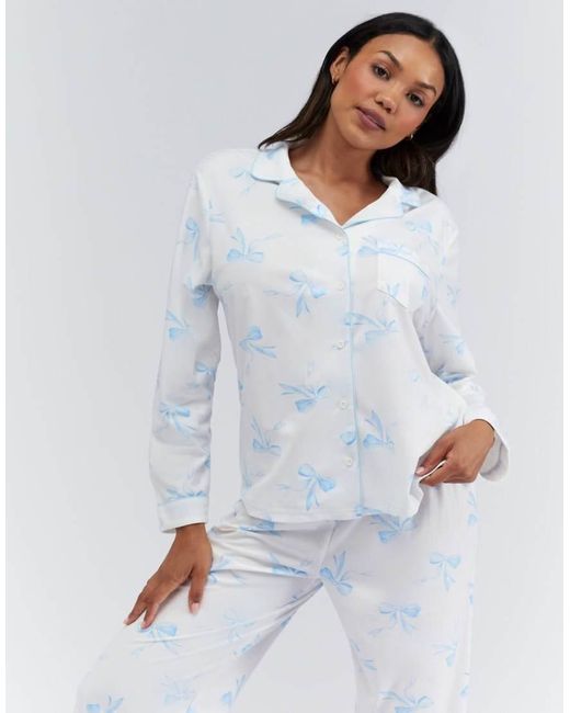 Boux Avenue Bow Print Pyjamas in White | Lyst UK