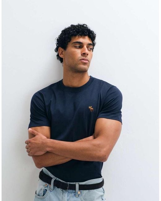 Abercrombie & Fitch Icon Logo Essential T-shirt in Blue for Men | Lyst UK