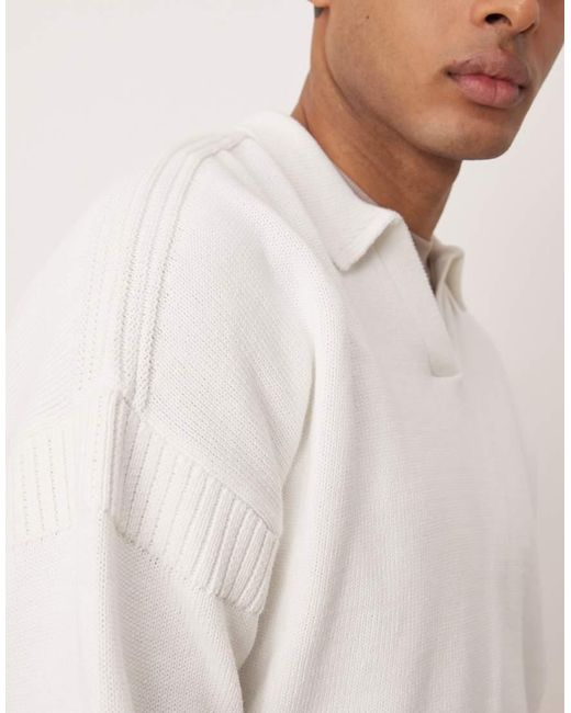 ASOS Relaxed Boxy Fit Knitted Notch Neck Jumper in Blue for Men | Lyst UK