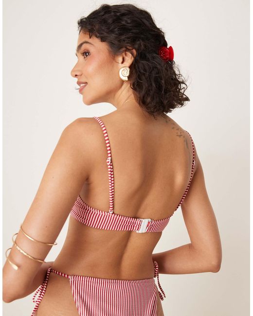 ASOS Anna Seersucker Underwi Bikini Top in Red | Lyst