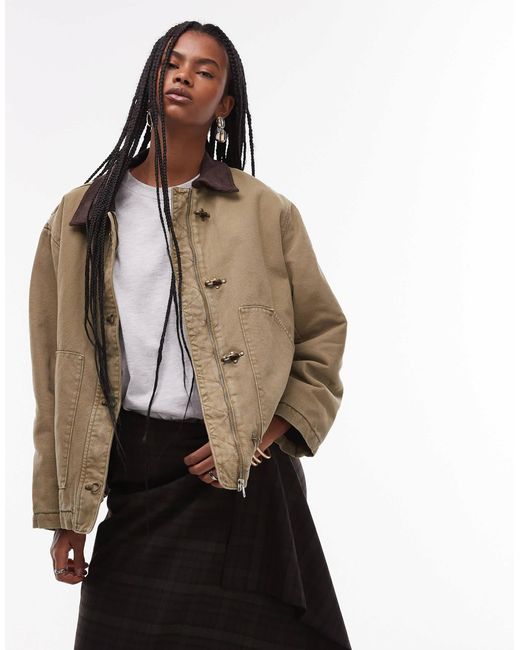 Mango Wax Contrast Collar Jacket in White | Lyst