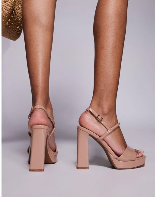 River Island Slingback Platform Heel in Pink | Lyst