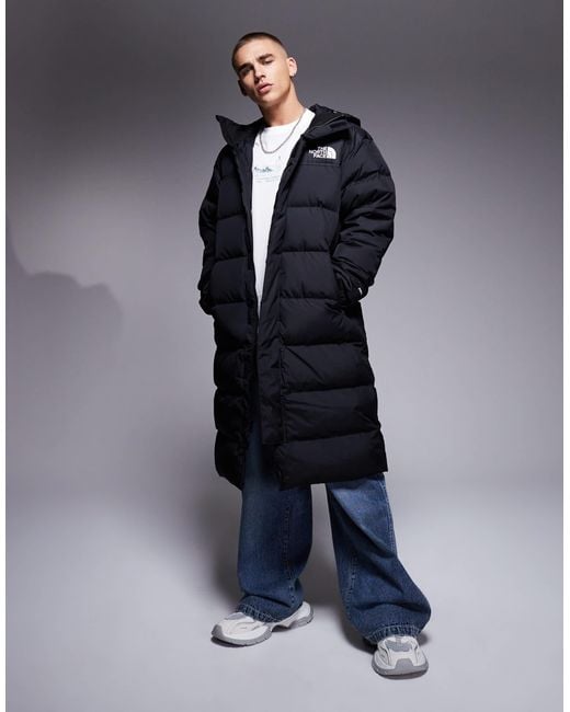 The North Face Nuptse Down Puffer Hooded Long Parka Jacket in Blue for ...